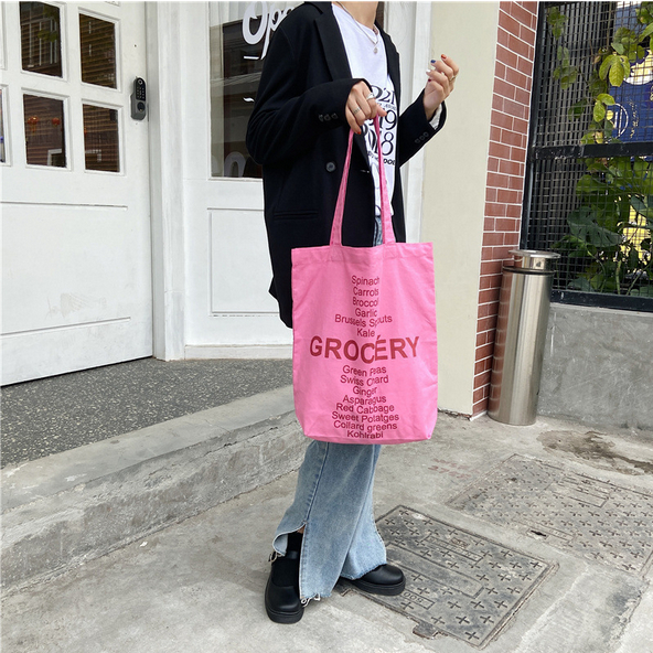 Jual Canvas Tote Bag Jumbo Size Grocery Tas Shopping Bag 522-73 - Merah ...