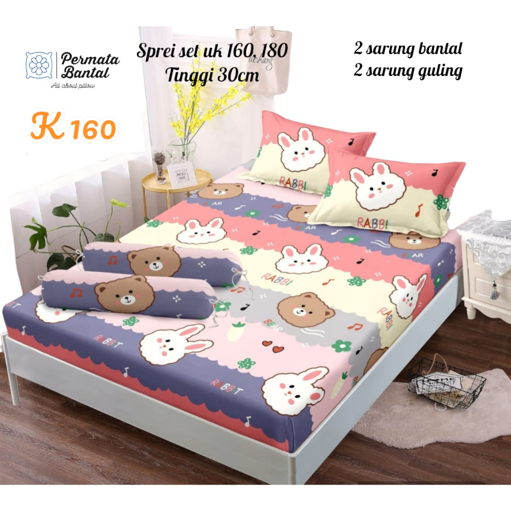 Jual SPREI SET Ukuran 100x200, 120x200, 160x200, 180x200 tinggi 30cm ...