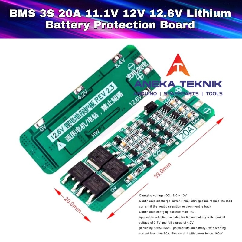 Jual BMS 3S 20A 11.1V 12V 12.6V 18650 Lithium Battery Protection Board | Shopee Indonesia