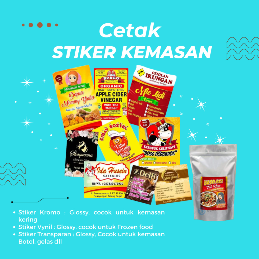 Jual CETAK STIKER BENTUK KOTAK / LABEL MAKANAN / STICKER KEMASAN PRODUK ...