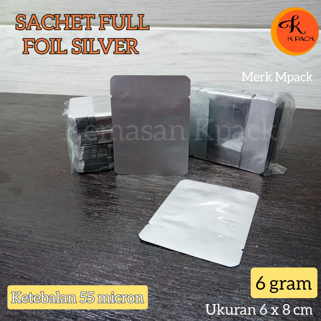 Jual SACHET FULL ALUMUNIUM FOIL SILVER 6 GRAM UKURAN 6X8 CM | Shopee ...