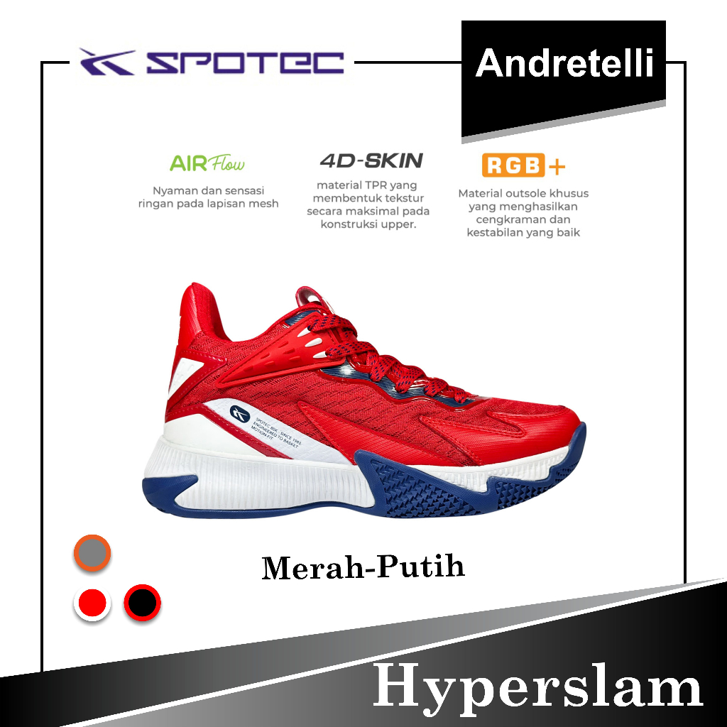 Jual SPOTEC HYPERSLAM Sepatu Basket MERAH / PUTIH | Shopee Indonesia