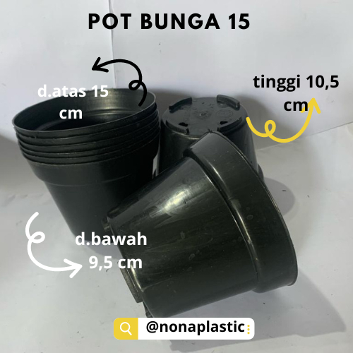 Jual Pot bunga 15 hitam dimensi 14 cm , paket isi 500 pcs | Shopee ...