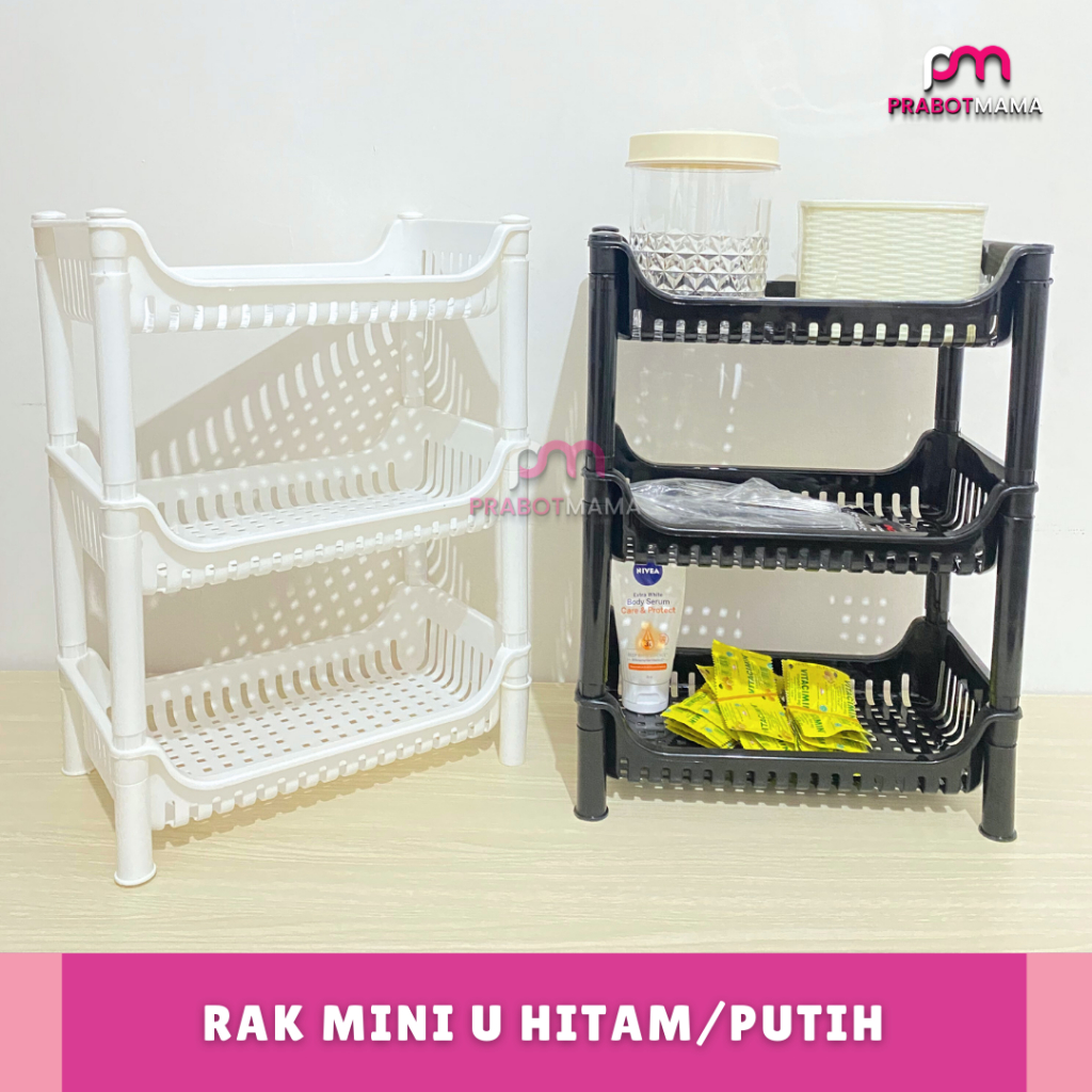 Jual Rak Mini Segi Hitam Putih / Rak Susun 3 / Rak Aesthetic / Rak ...