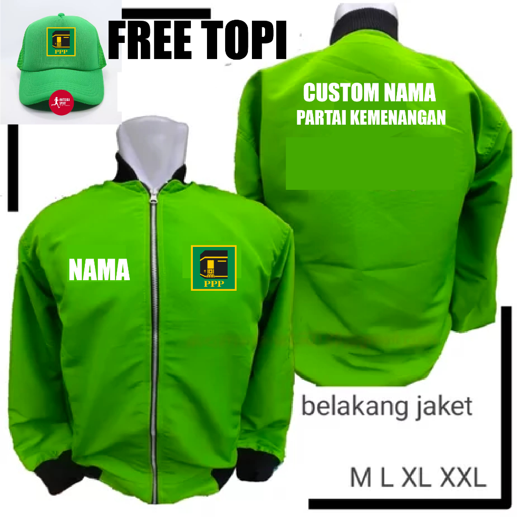Jual JAKET BOMBER PARTAI PPP CUSTOM NAMA /TIM PEMENANGAN/LOGO PARTAI ...