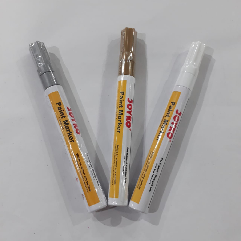 Jual SPIDOL PAINT MARKER JOYKO WHITE (PUTIH) GOLD (EMAS) SILVER ...