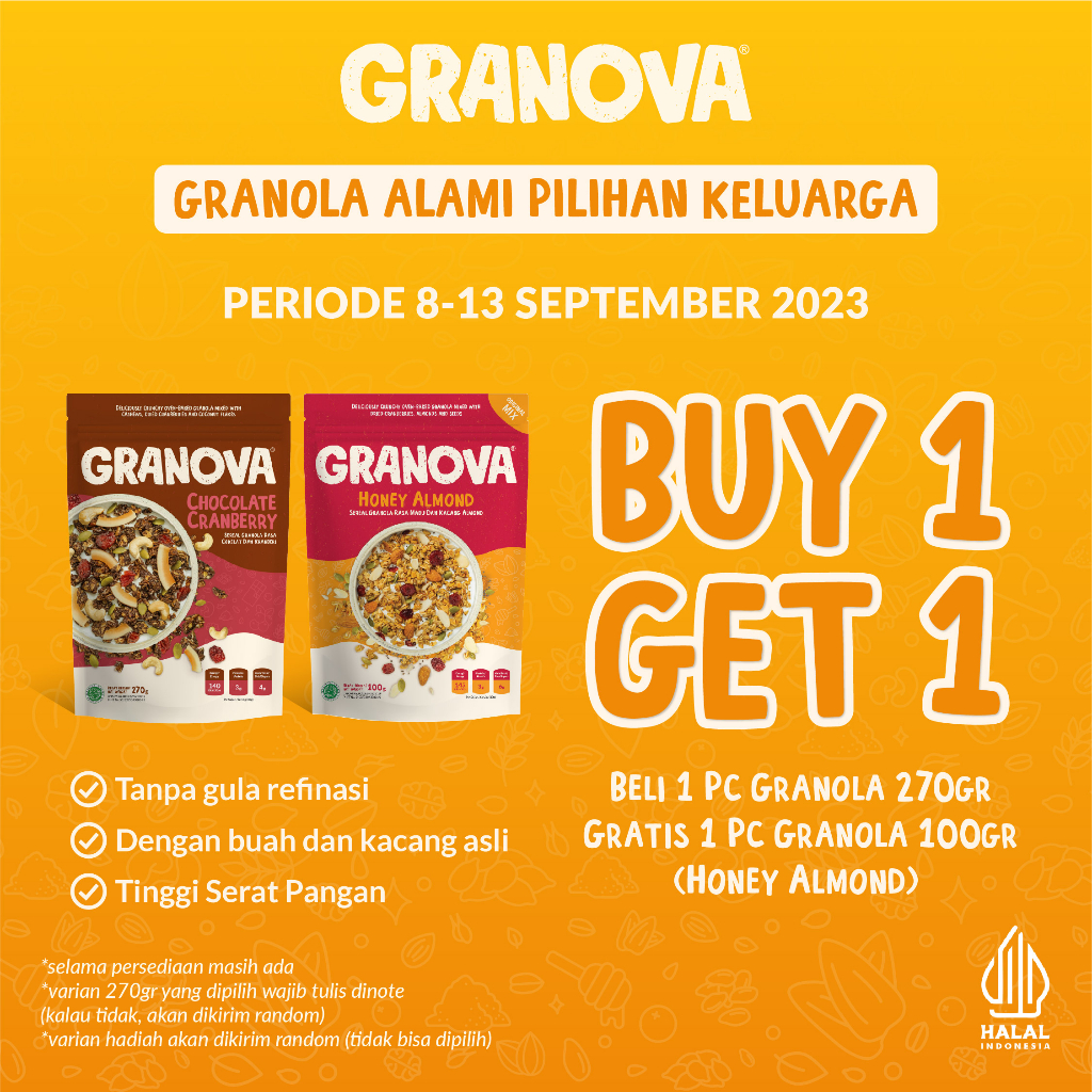 Jual Granova - Granola 270 gr x 1 pc (Honey Almond, Choco Cranberry ...