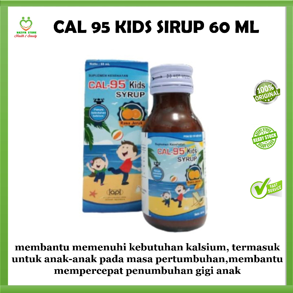 Jual CAL 95 KIDS SIRUP 60 ML Vitamin Anak,kalsium anak,Vitamin Tulang Anak | Shopee Indonesia