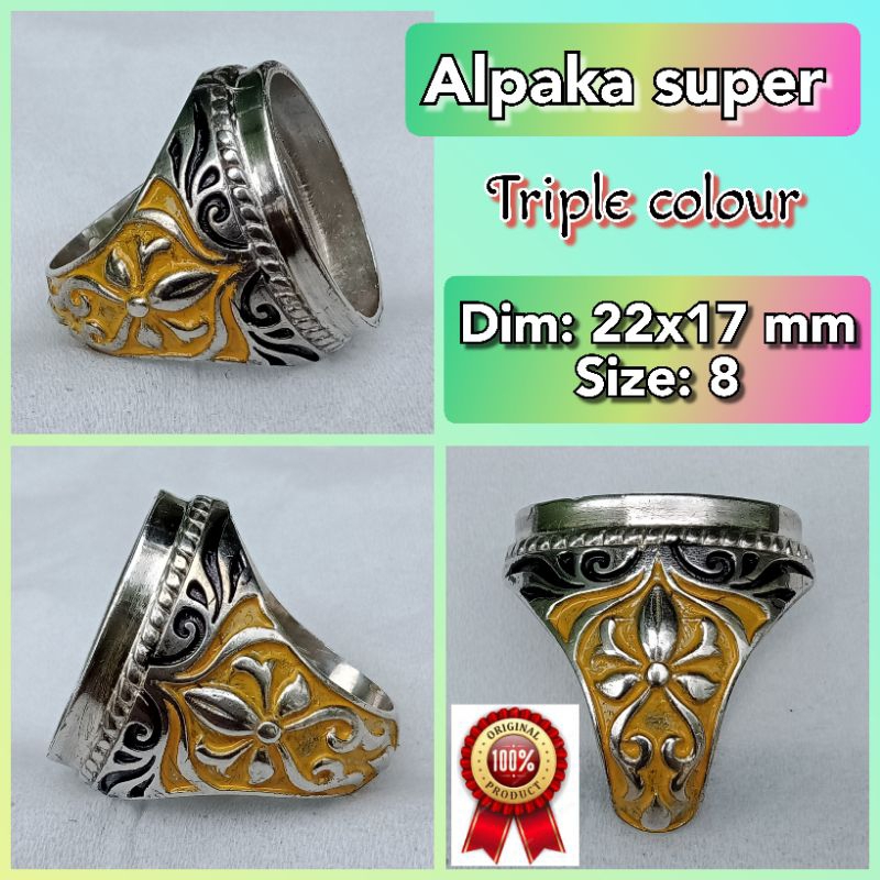 Jual emban batu akik dan permata alpaka super triple colour atc.48 ...