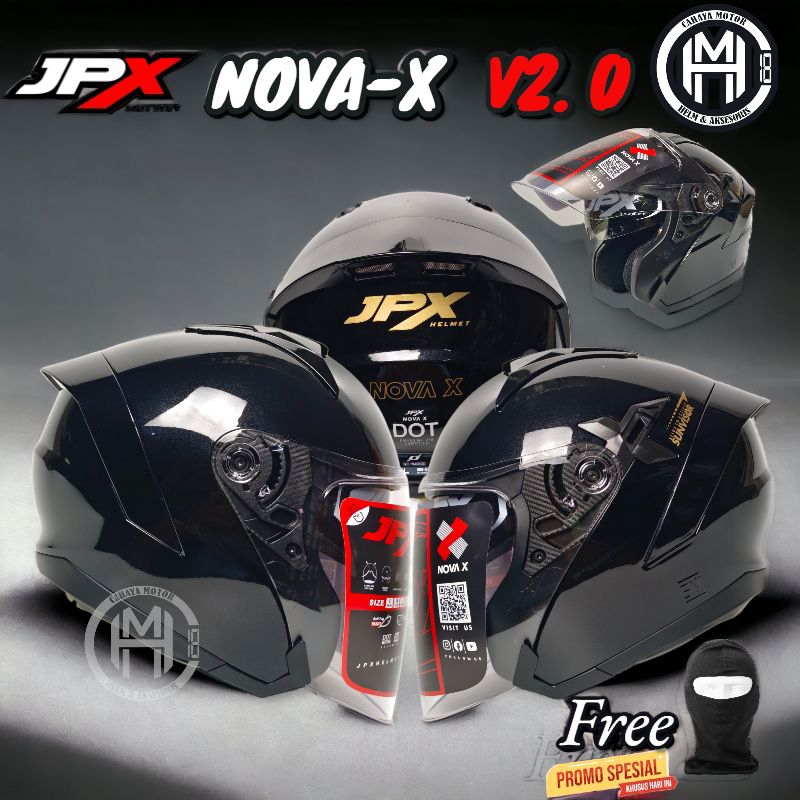 Jual HELM JPX NOVA X V2 SOLID BLACK GLOSY|HITAM model njs kairoz ...