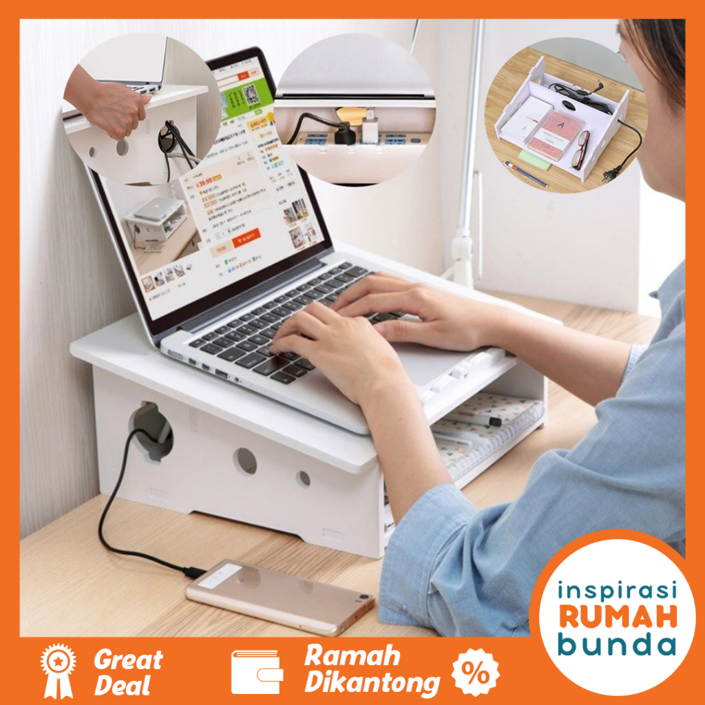 Jual Rak Laptop Meja Vintage Minimalis Portable Serbaguna Organizer ...