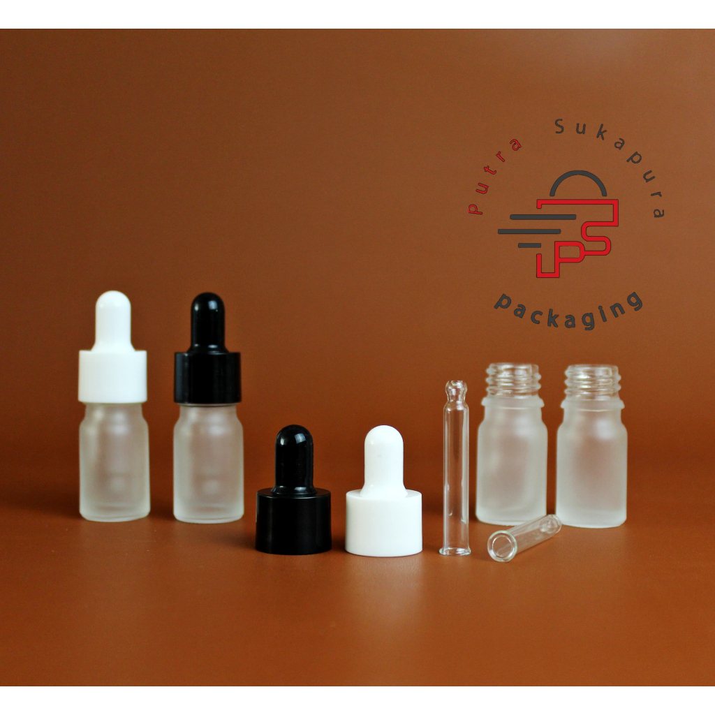 Jual botol kaca pipet 5ml bening frosted / botol serum tetes 5ml ring ...