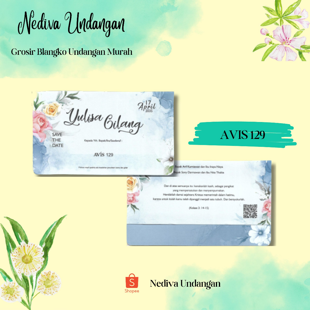 Jual (FREE ALBUM) Blangko Undangan Pernikahan | AVIS 129 Harga Murah ...