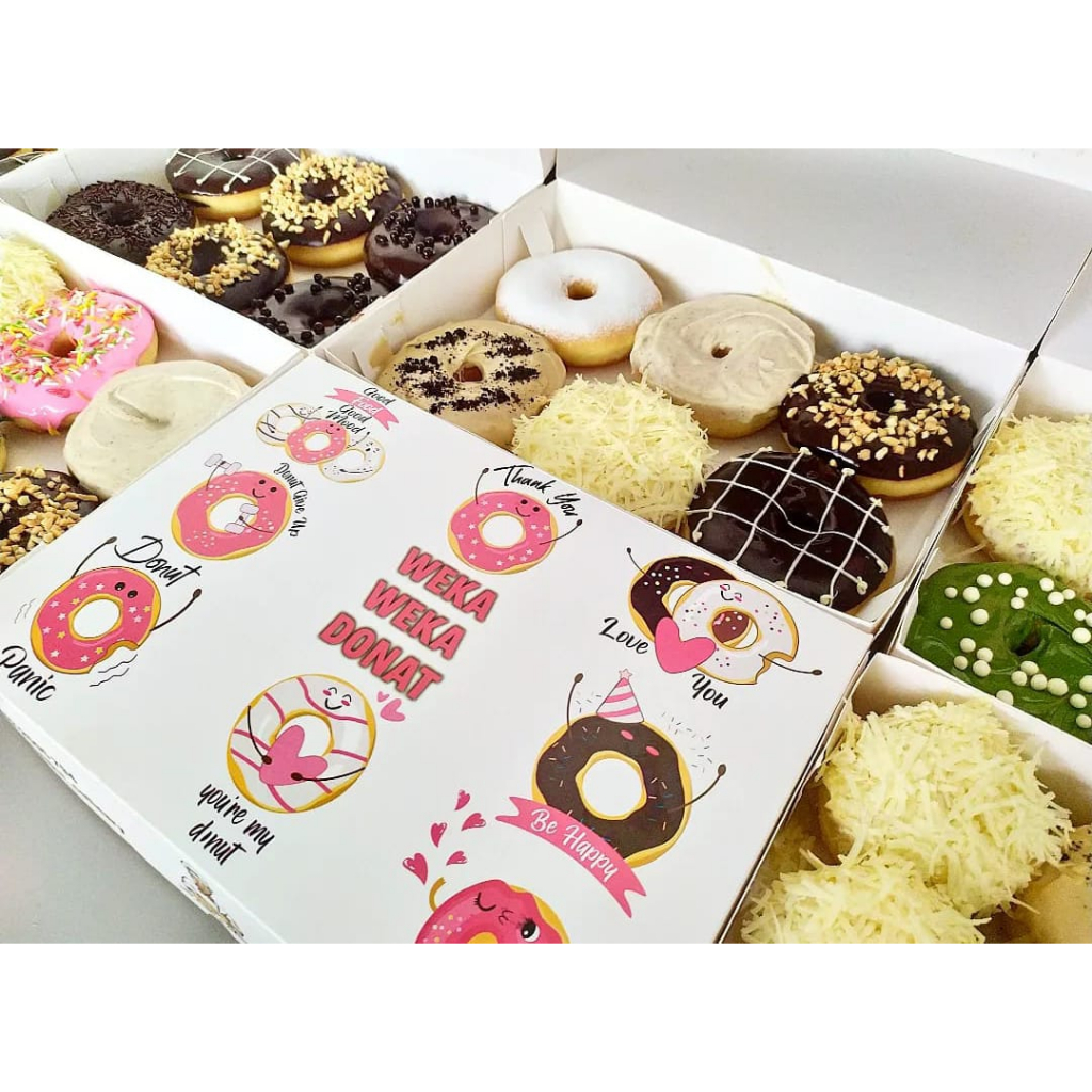 Jual DUS DONAT ISI 6/12 CUSTOM DESAIN / BOX KEMASAN DONAT 1000 PCS ...