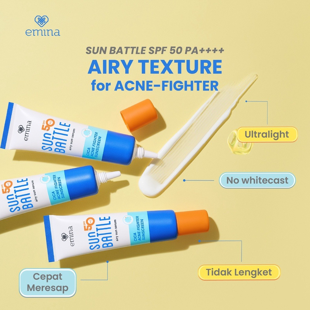 Jual Emina Sun Battle Airy Sun Serum Sunscreen SPF50 PA++++ 30ML (NEW ...