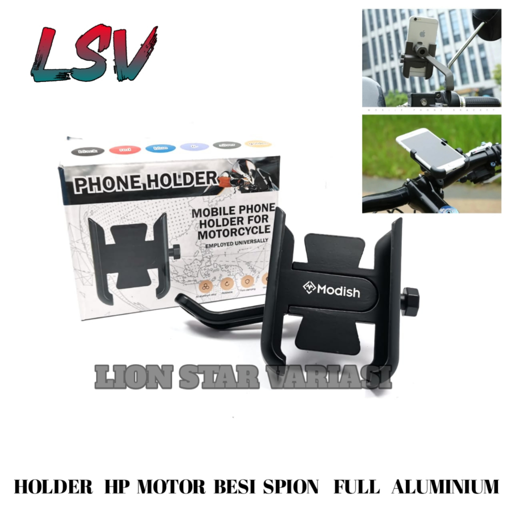 Jual Phone Holder Motor Besi Spion Full Alumunium Dudukan Penahan Hp Sandaran Penyangga ...