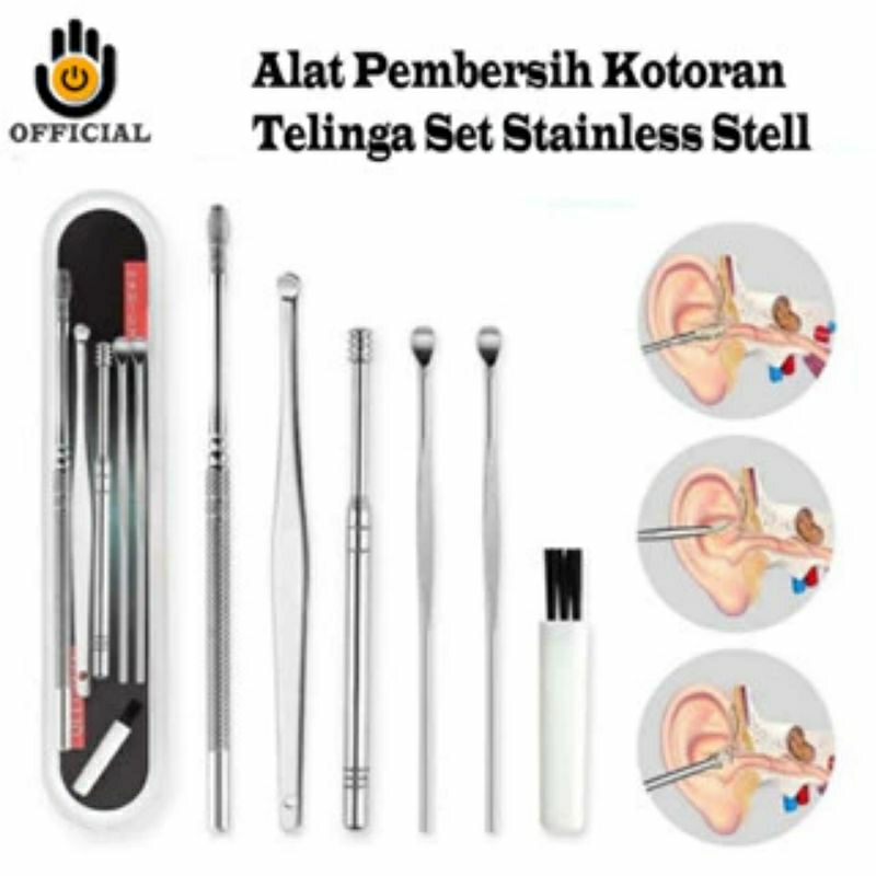 Jual Alat Korek Telinga Stainless/ Set korek kuping / peralatan korek ...