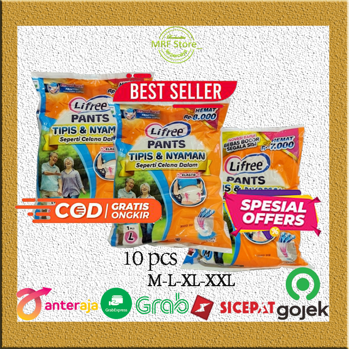 Jual TERLARIS LIFREE PANTS POPOK CELANA DEWASA 10 PCS // POPOK DEWASA CELANA PRIA WANITA SIZE (M ...