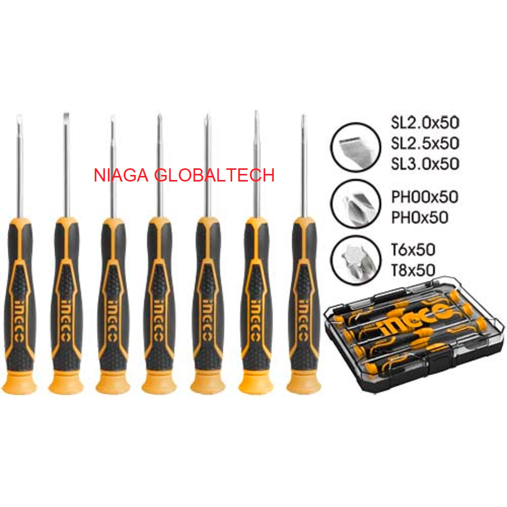 Jual INGCO HKSD0718 OBENG SET 7PCS PRECISION SCREWDRIVER OBENG JAM HP ...
