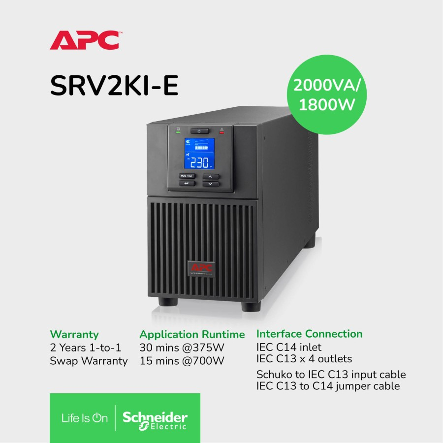 Jual UPS APC Online 2kVA 2000VA 1800W SRV2KI-E Easy UPS Tower | Shopee ...