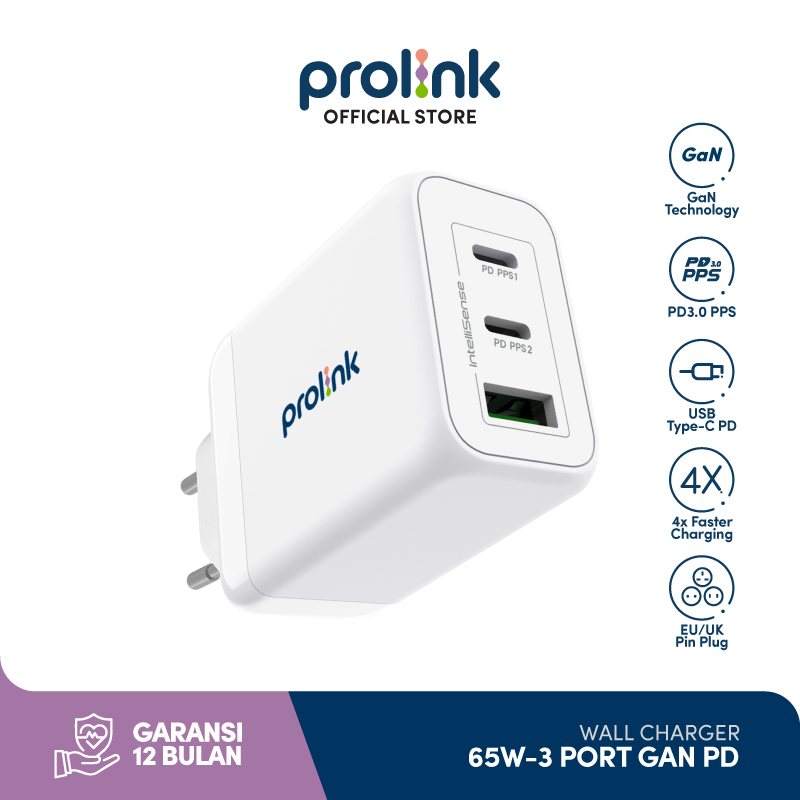 Jual Prolink 65W l 3-Port l GaN PD Kepala Charger l Quick Chargering l ...