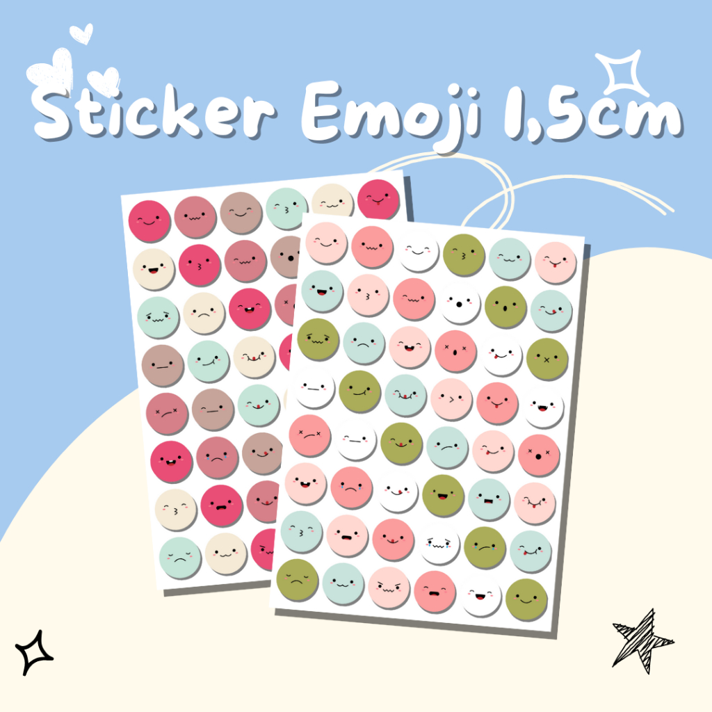 Jual Sticker stiker EMOJI 1,5cm bulat warna warni / Sticker basic small ...