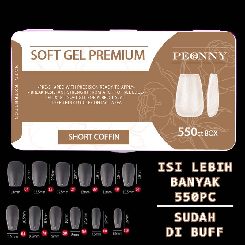 Jual SOFT TIPS 550Pc SHORT Peony Kuku Palsu Extention / Kuku Palsu SOFT TIPS Extention Full Tip ...