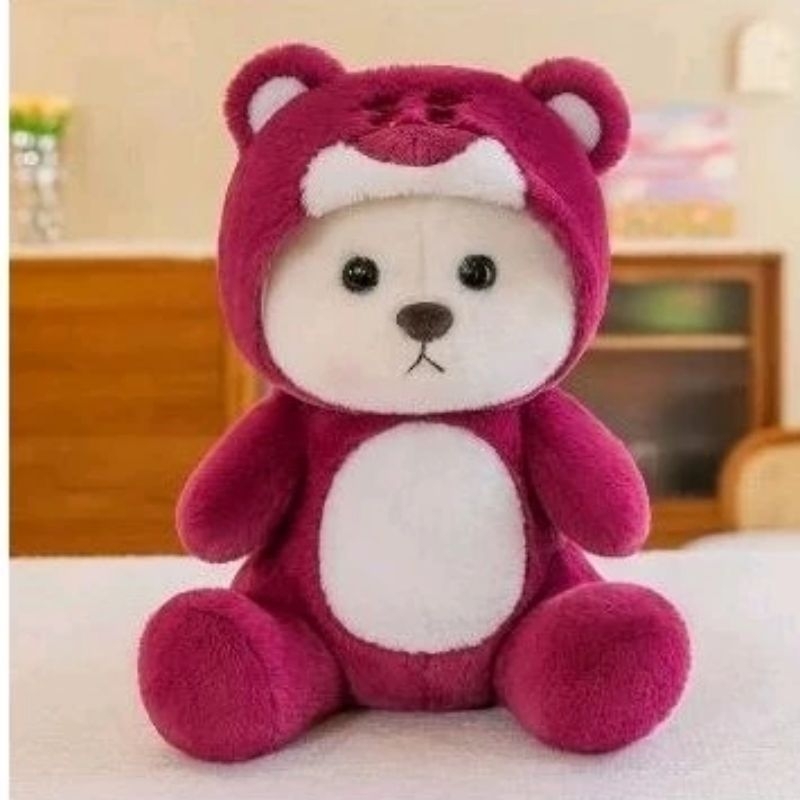 Jual Boneka beruang teddy bear hoodie lotso | Shopee Indonesia