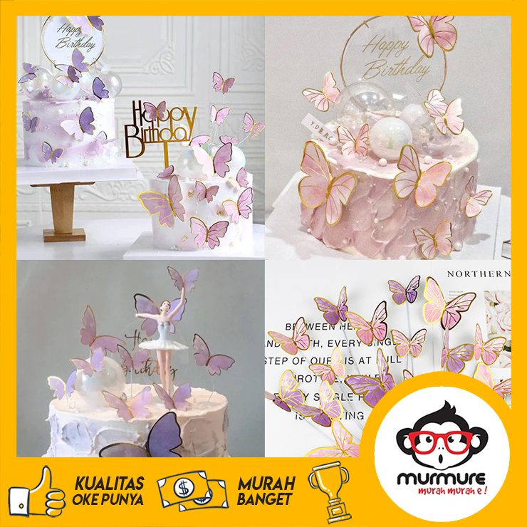 Jual MURMURE | 10PCS HAPPY BIRTHDAY CAKE TOPPER BUTTERFLY HIASAN KUE ...