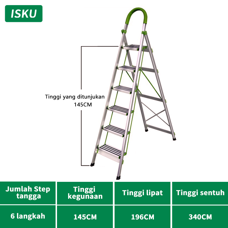 Jual ISKU tangga lipat multifungsi rumah aluminium 3/4/5/6 step tangga ...