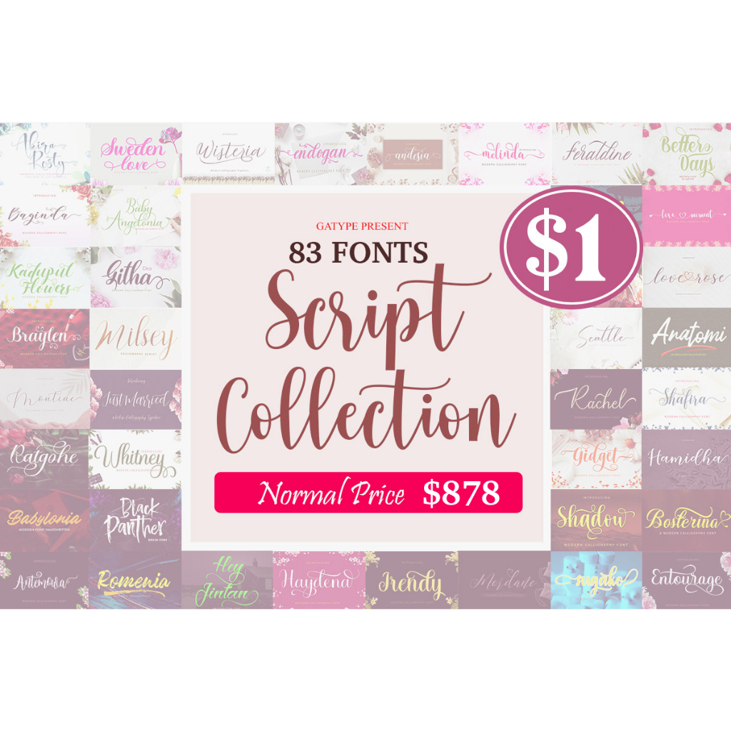 Jual The Script Collection - Bundle Koleksi Skrip ini berisi 83 font yang indah | Shopee Indonesia