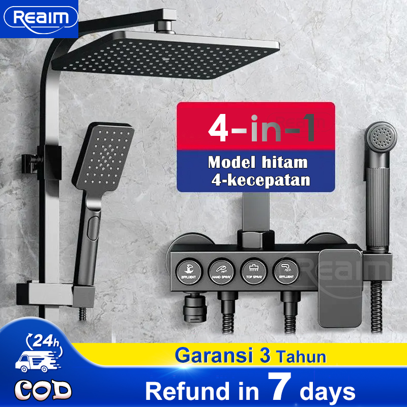 Jual Reaim Shower set 4 Fungsi Panas-Dingin Dengan Faucet / Hitam ...