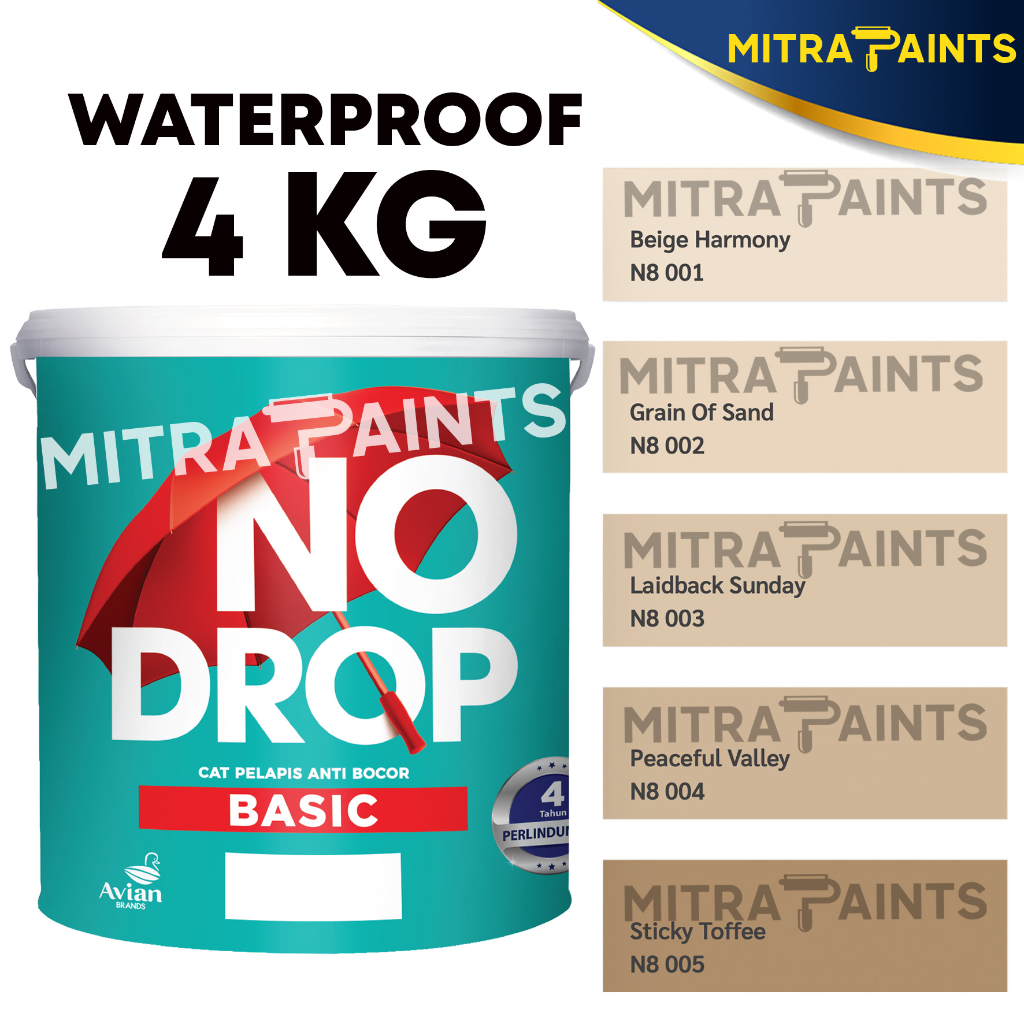 Jual NO DROP BASIC 4 KG / CAT WATERPROOF PELAPIS ANTI BOCOR WATERPROOFING / CREAM COKLAT N8 ...