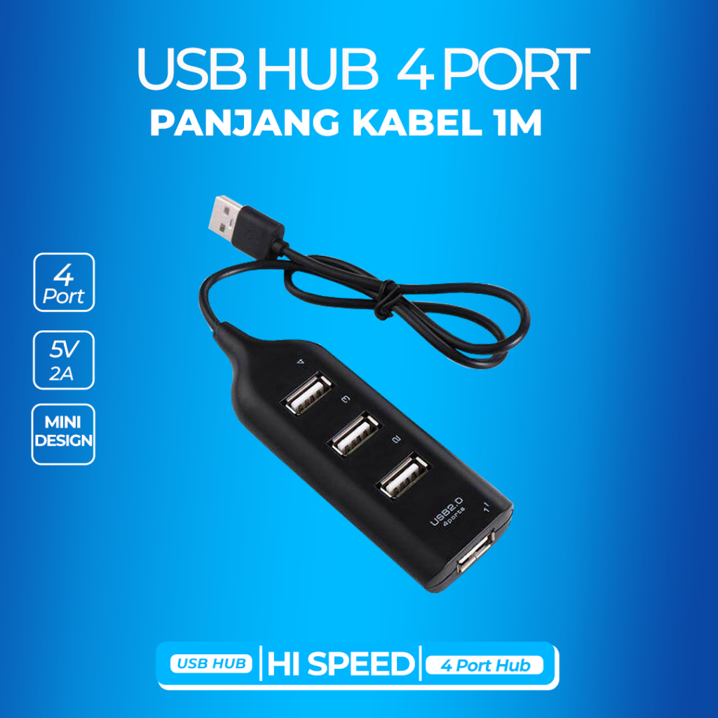 Jual USB HUB 4 Port Panjang Kabel 1m Hi Speed | Shopee Indonesia