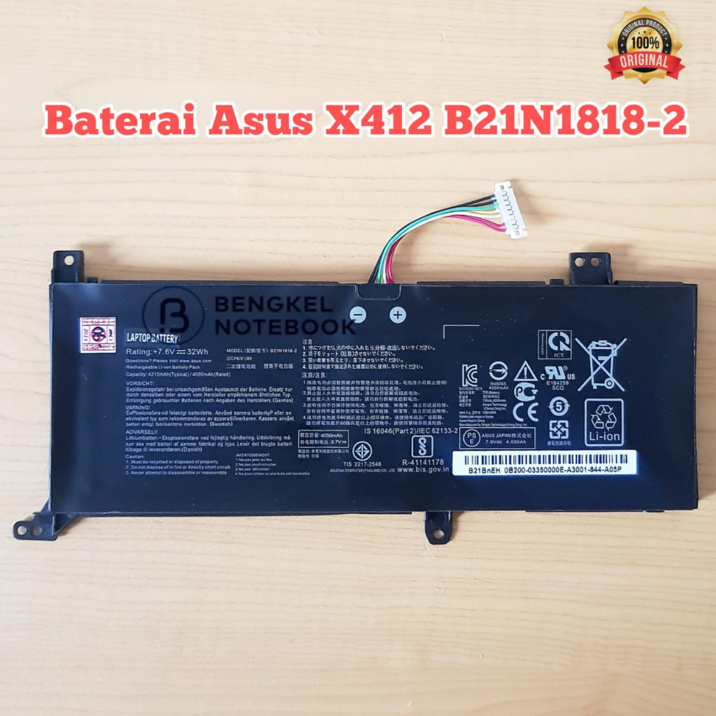 Jual Baterai Asus X412 X412DA X412F X412FA A416 A412 A412FA X412FJ C21N1818 B21N1818-2 A409 X409 ...