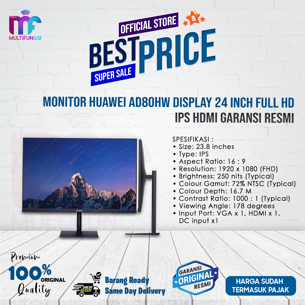 Jual Monitor Huawei AD80HW Display 24 Inch Full HD IPS HDMI Garansi ...