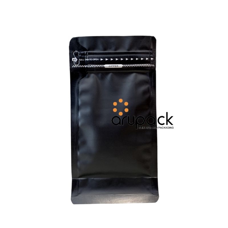 Jual kemasan kopi 100gr flatbottom alufoil warna hitam doff premium ...