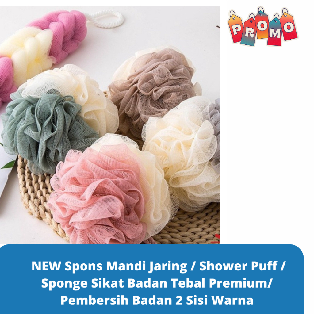 Jual NEW Spons Mandi Premium Tebal Jaring / Shower Puff / Sponge Sikat ...