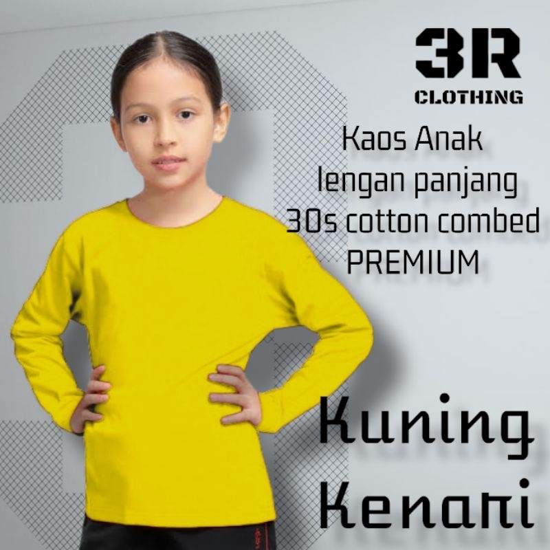 Jual Kaos anak lengan panjang Kuning Kenari 30s cotton combed grade ...