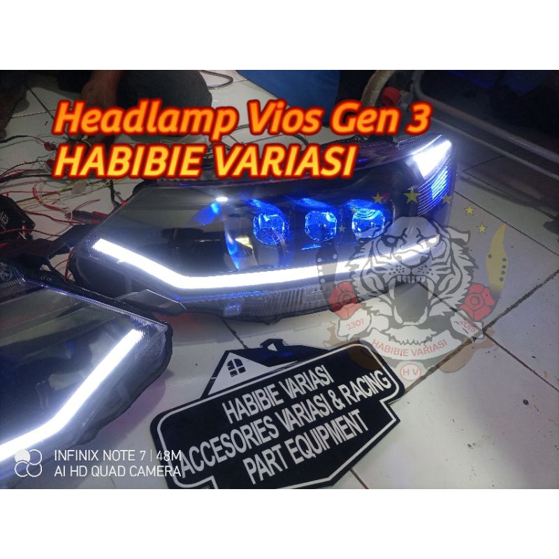 Jual Headlamp Vios Gen 3 Custom Triple Projector Mini Demon Eyes ...
