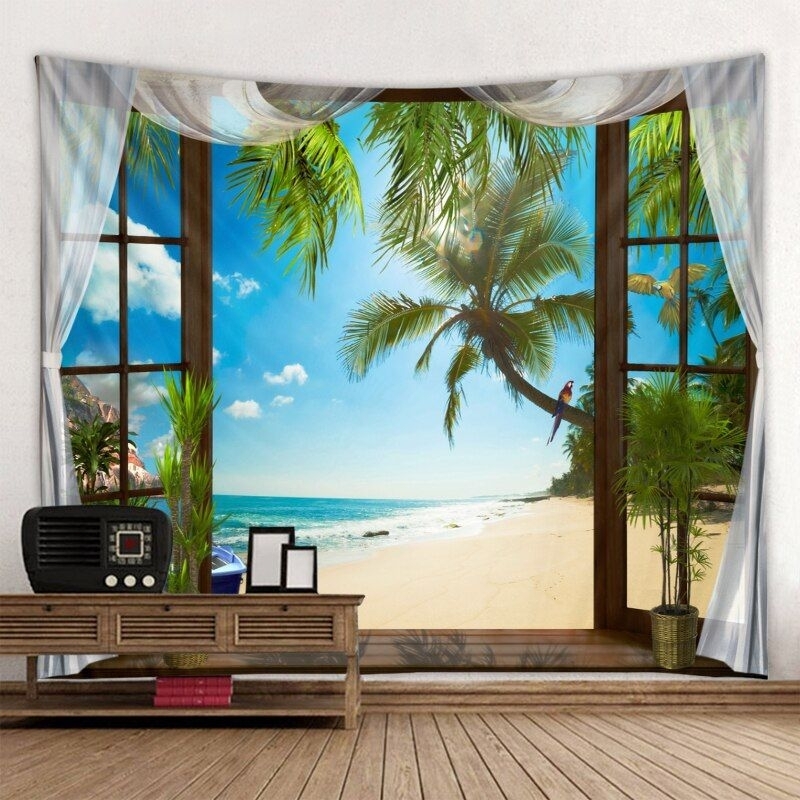 Jual WALLBANER/WALLPAPER 3D CUSTOM JENDELA PANTAI TIRAI PUTIH | Shopee ...