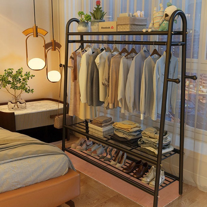 Jual Lemari Pakaian Besi 3 Tingkat Rak Gantungan Baju Stand Hanger ...