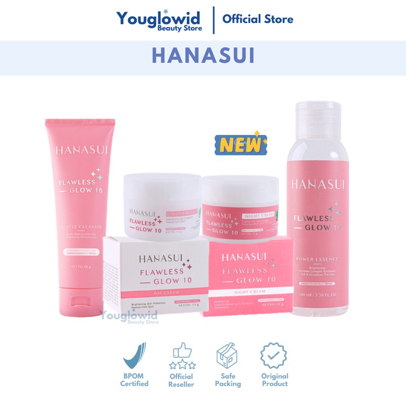 Jual HANASUI Flawless Glow 10 Skincare Paket Wajah Whitening Glowing ...