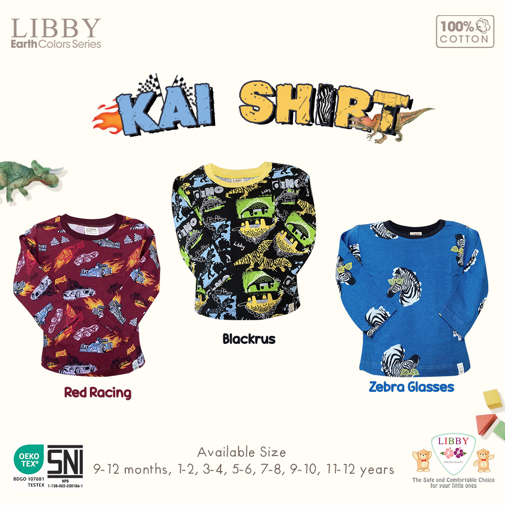 Jual LIBBY Earth Atasan Kaos Lengan Panjang Bayi & Anak Laki-laki Kai Shirt 9 Bulan - 12 Tahun ...