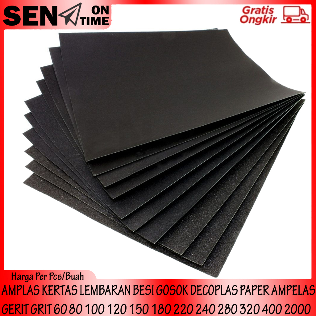 Jual AMPLAS KERTAS LEMBARAN AMPELAS GRIT 60 80 100 120 150 180 220 240 ...