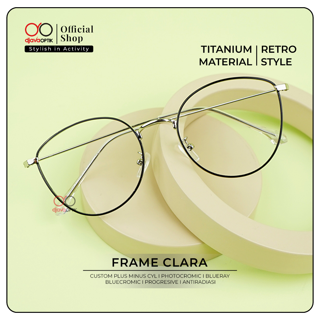 Jual DJAVA OPTIK - Frame Clara - Kacamata Minus Photocromic Cat Eye Wanita Titanium Terbaru ...