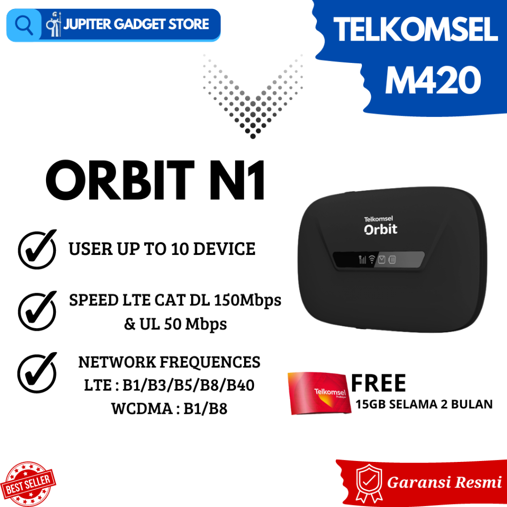 Jual Telkomsel Mifi Orbit N1 HKM M21 Modem 4G Portable Free Kuota 15GB ...
