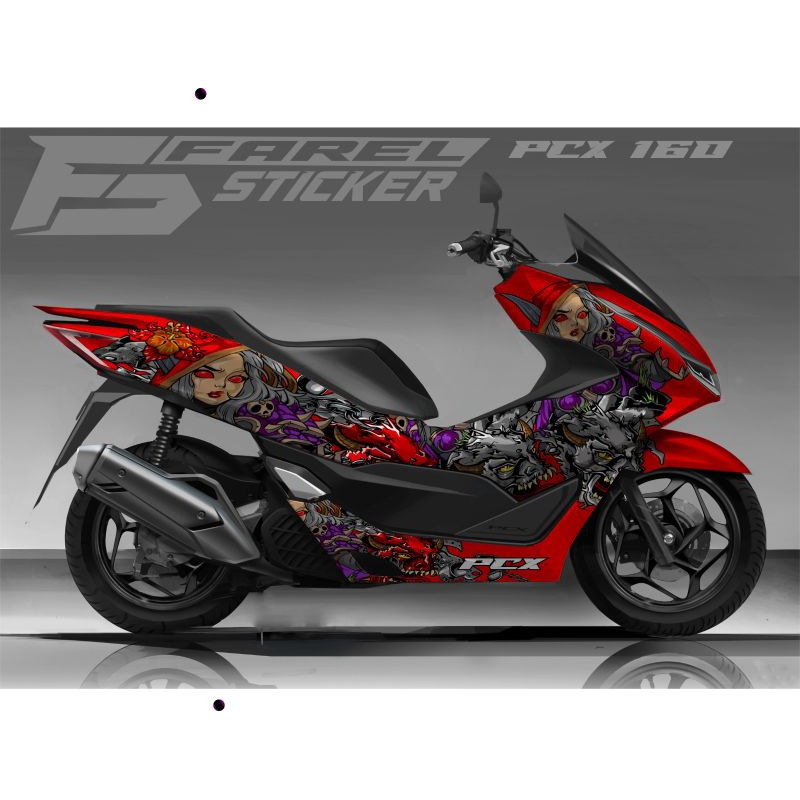 Jual stiker decal variasi motor Honda PCX 150/160 full body Honda ...