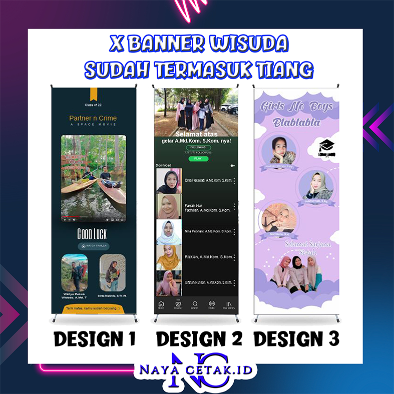 Jual x banner wisuda uk. 60 x 160 cm sudah termasuk tiang | Shopee ...