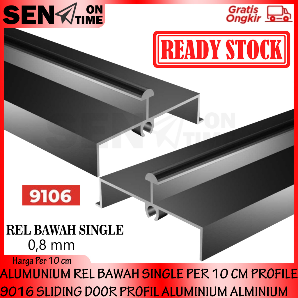 Jual ALUMUNIUM REL BAWAH SINGLE PER 10 CM PROFILE 9016 SLIDING DOOR ...